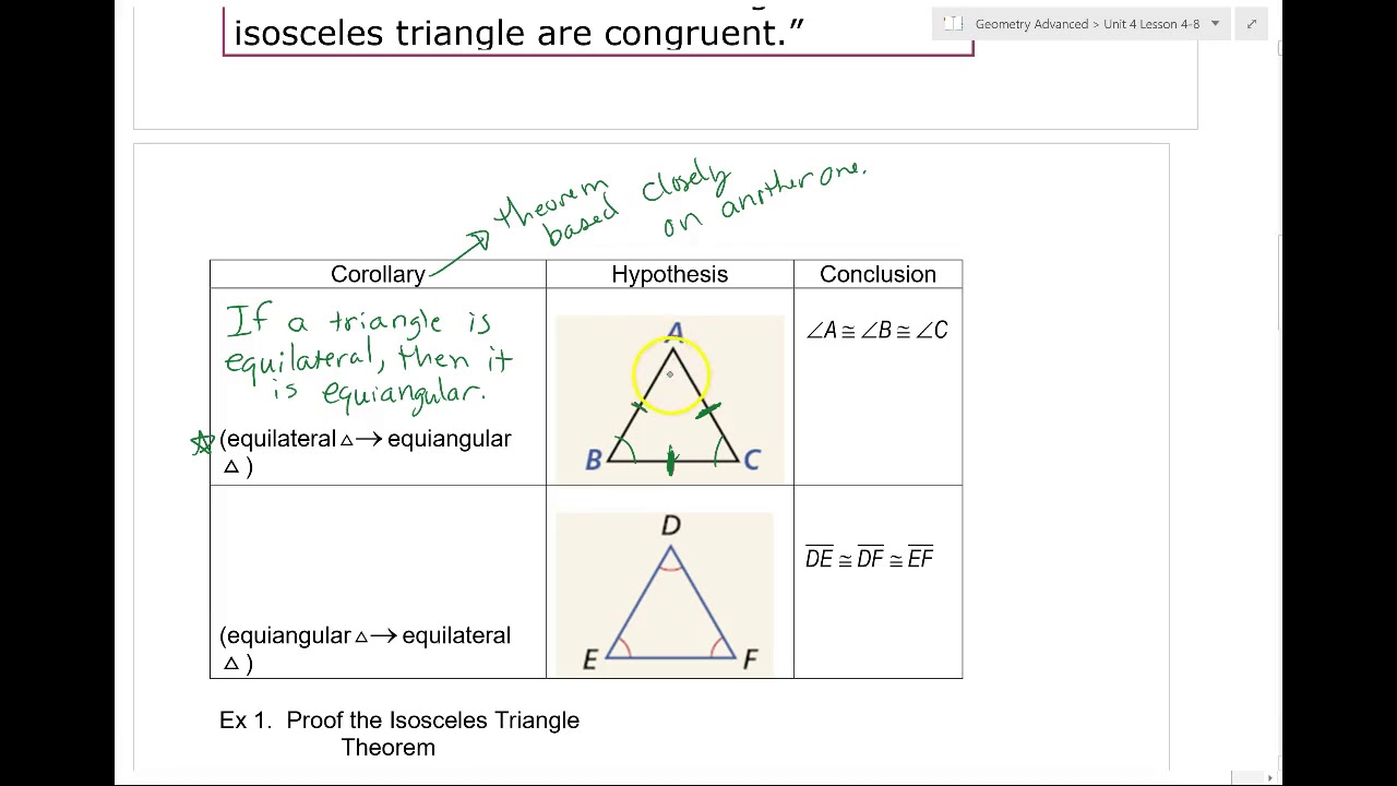 Lesson 4-8 Isosceles Triangle Properties - YouTube