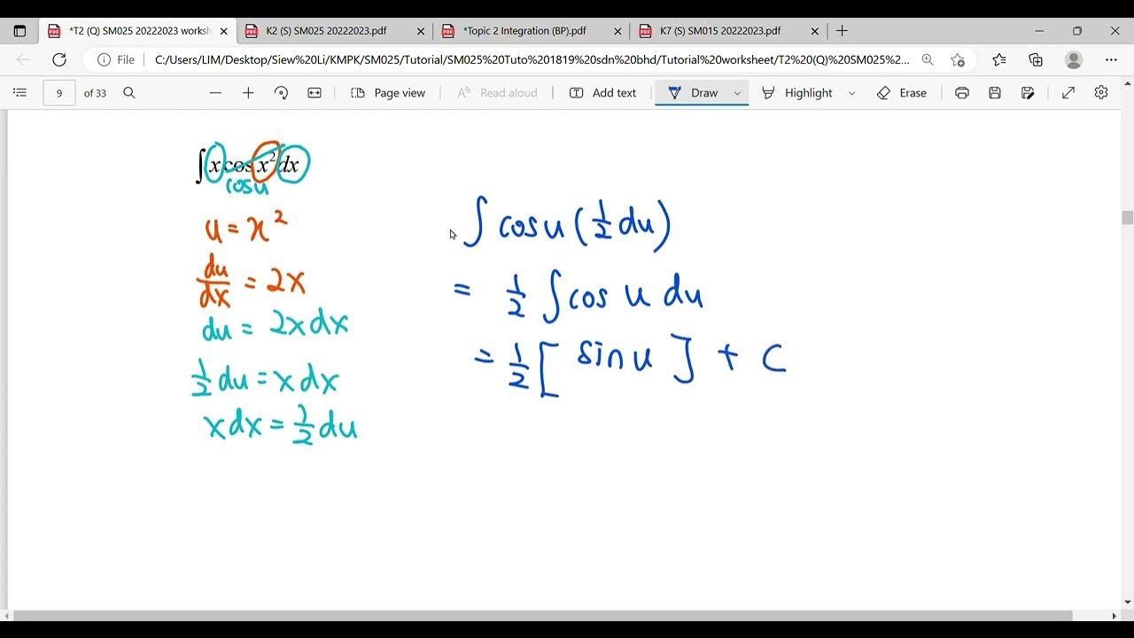 T2 Q4i Techniques Of Integration (Substitution) SM025 - YouTube