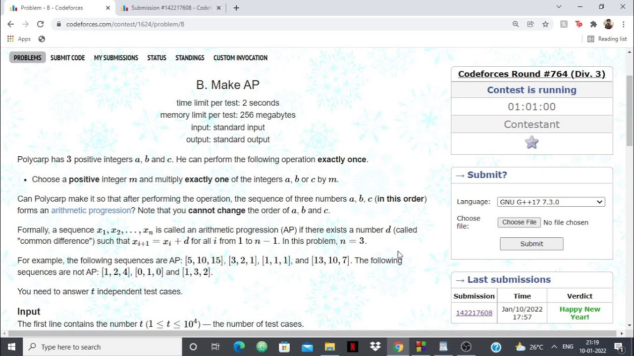Codeforces Round 764 Div 3 B Make Ap Youtube
