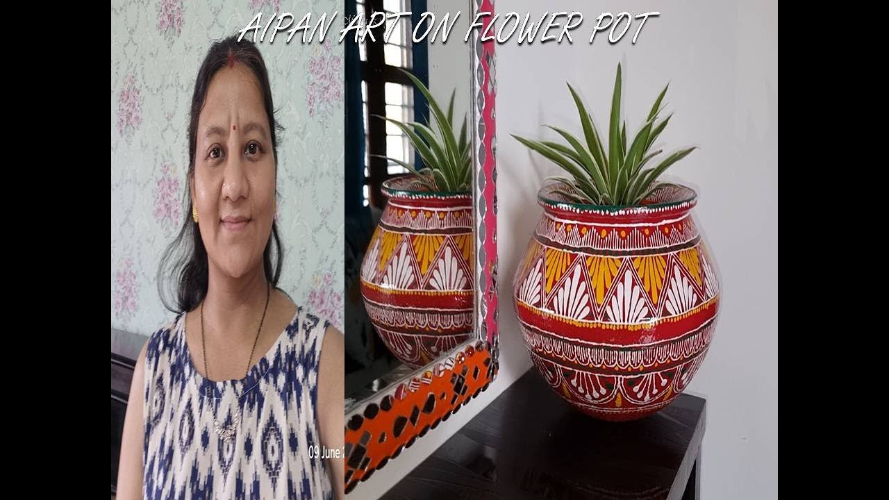 Aipan Painting On A Flower Pot | Paint On Clay Pot | उत्तराखंड की ...