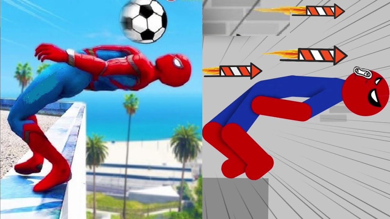2 Min superman - football, Best Falls | Stickman Dismounting Funny ...