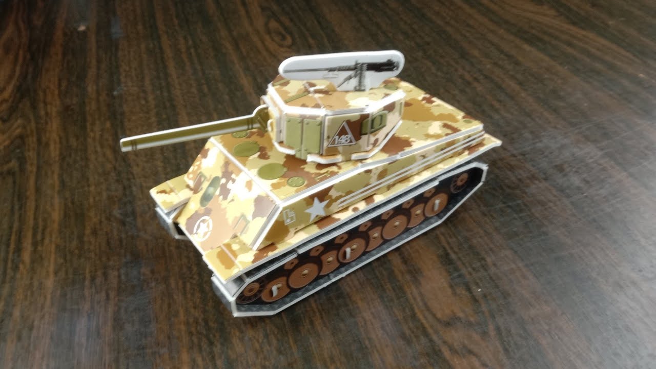 DIY SHERMAN TANK 3D Puzzle - YouTube