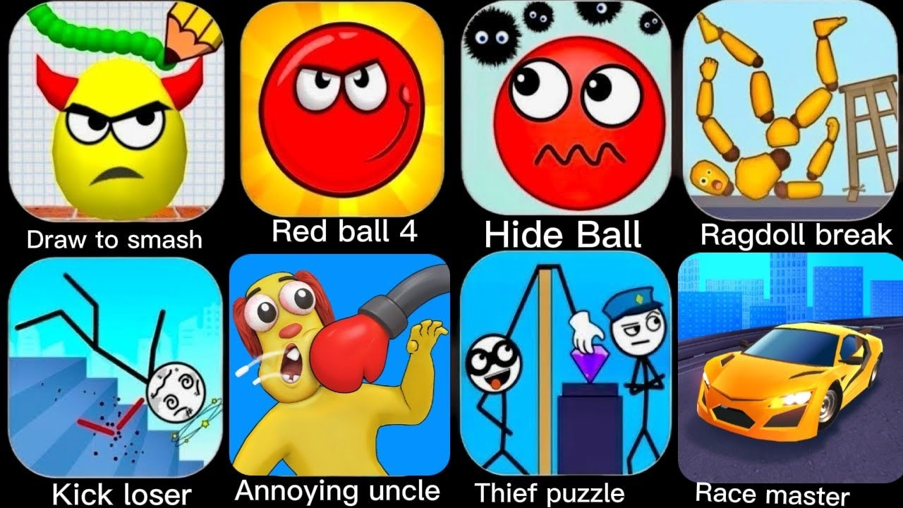 Draw to Smash, Hide Ball 4, Kick Loser ,Thief Puzzle ,Kick and Break ...
