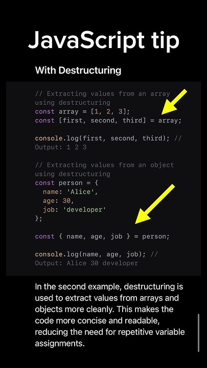 Javascript Destructuring Tip Youtube