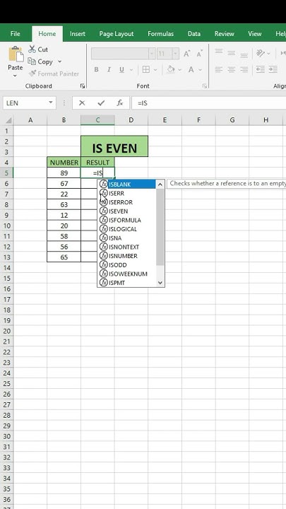Is Even Formula In Excel #excel #shorts #excel #exceltips #exceltutorial #exceltrick - YouTube