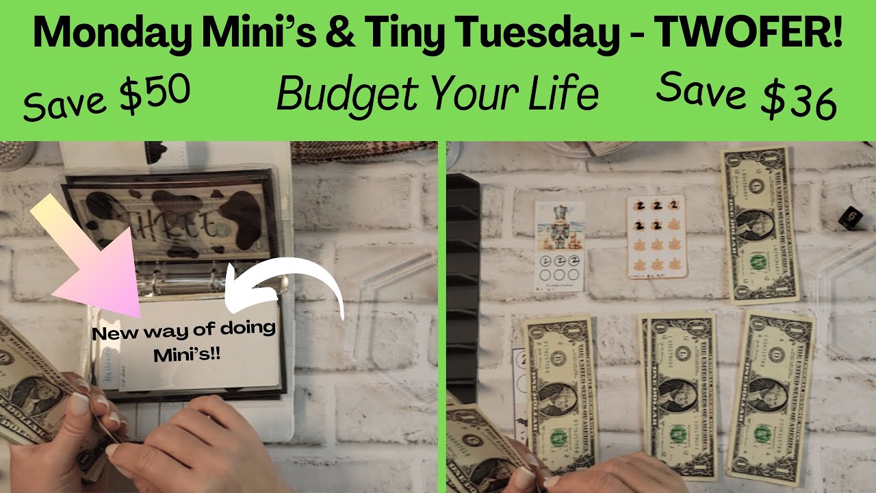 Mini Monday AND Tiny Tuesday | Cash Stuffing Savings Challenges - YouTube