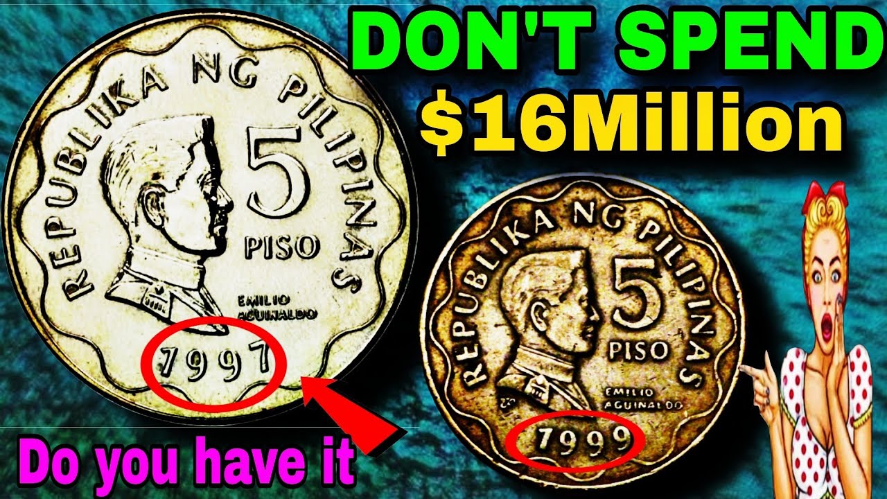 1997 1999 5 piso perfect embossed lettering pero error coin - YouTube