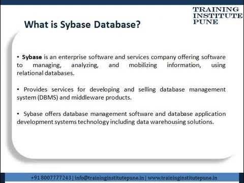 Sybase Database Classes in Pune | Training Institute Pune - YouTube