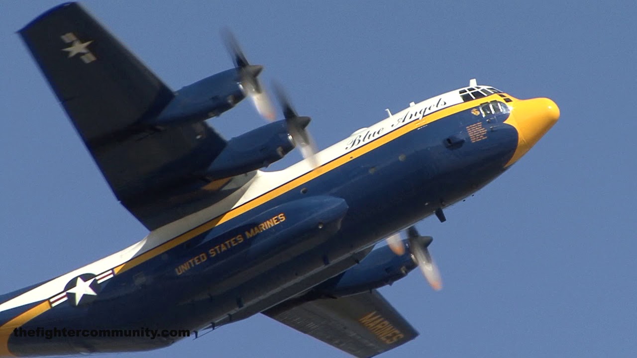 C-130T Fat Albert Demo.Blue Angels Support Aircraft Flying to its limit ...