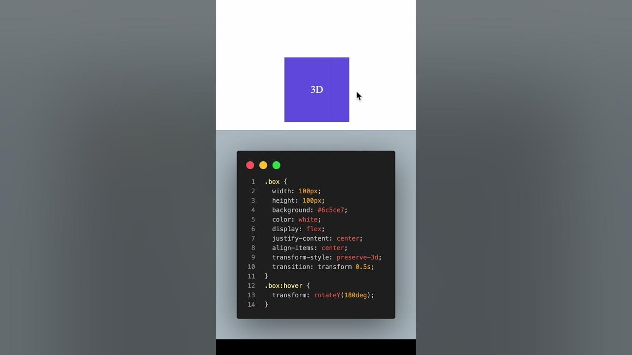 Hover for 3D box spin 🌀 Source code in bio N49 #css #3d #hover #shorts - YouTube