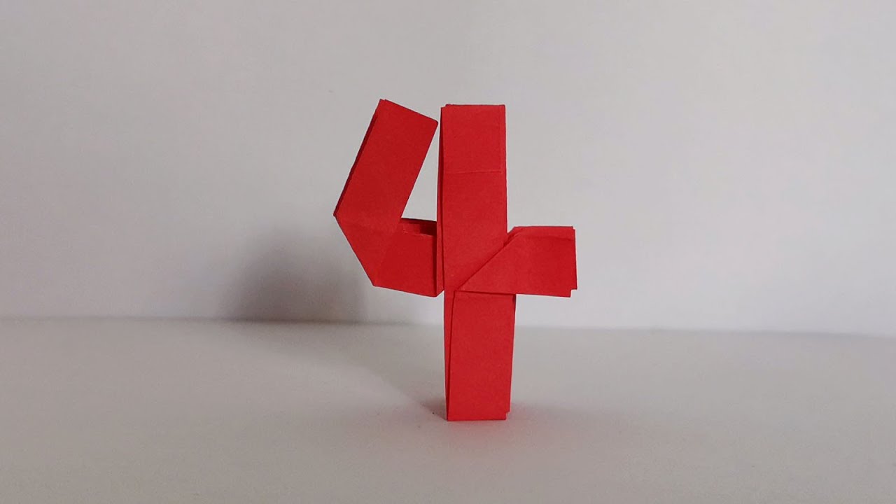Origami 3D Number "4" Tutorial - YouTube