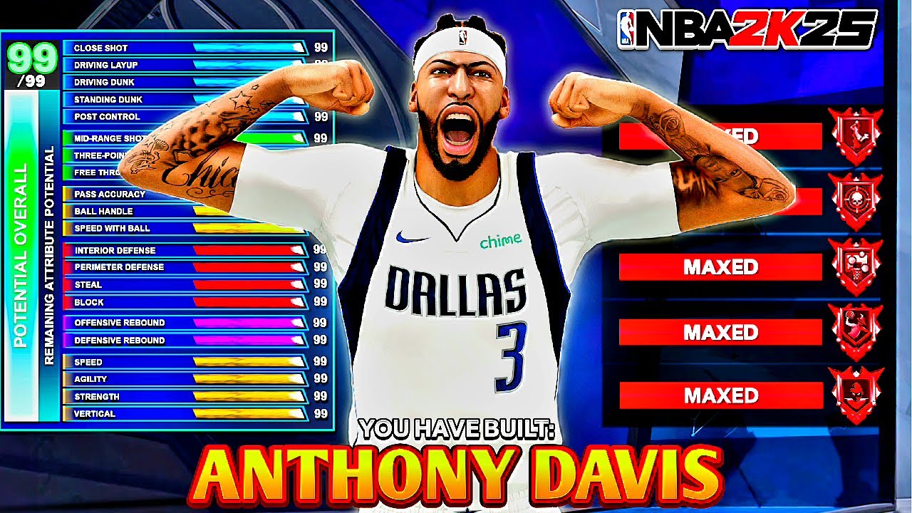 Best Anthony Davis Build in NBA 2K25! Dominant Two-Way Inside-Out Big ...