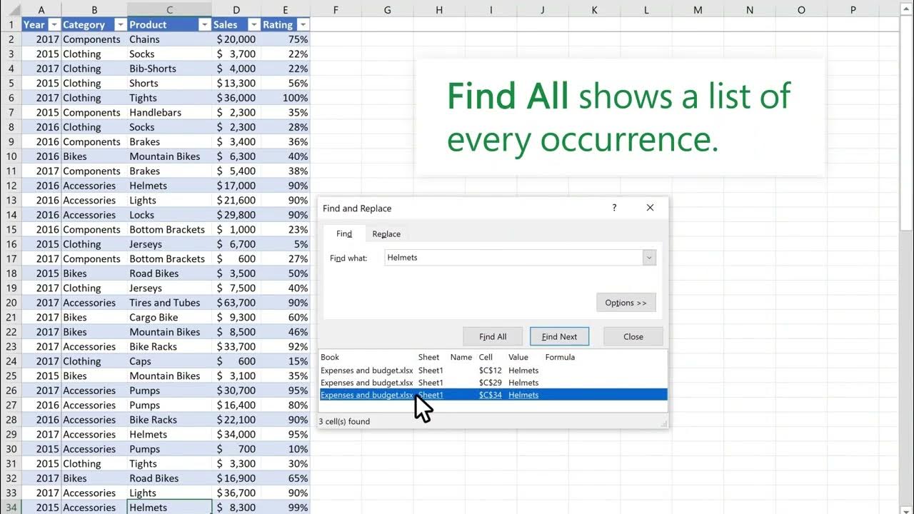 Excel | Find | Replace - YouTube