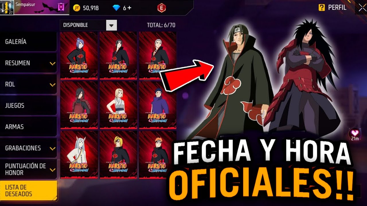LLEGAN los AKATSUKI a FREE FIRE NARUTO CAPITULO 2 COLABORACIÓN 2025 😱 ...