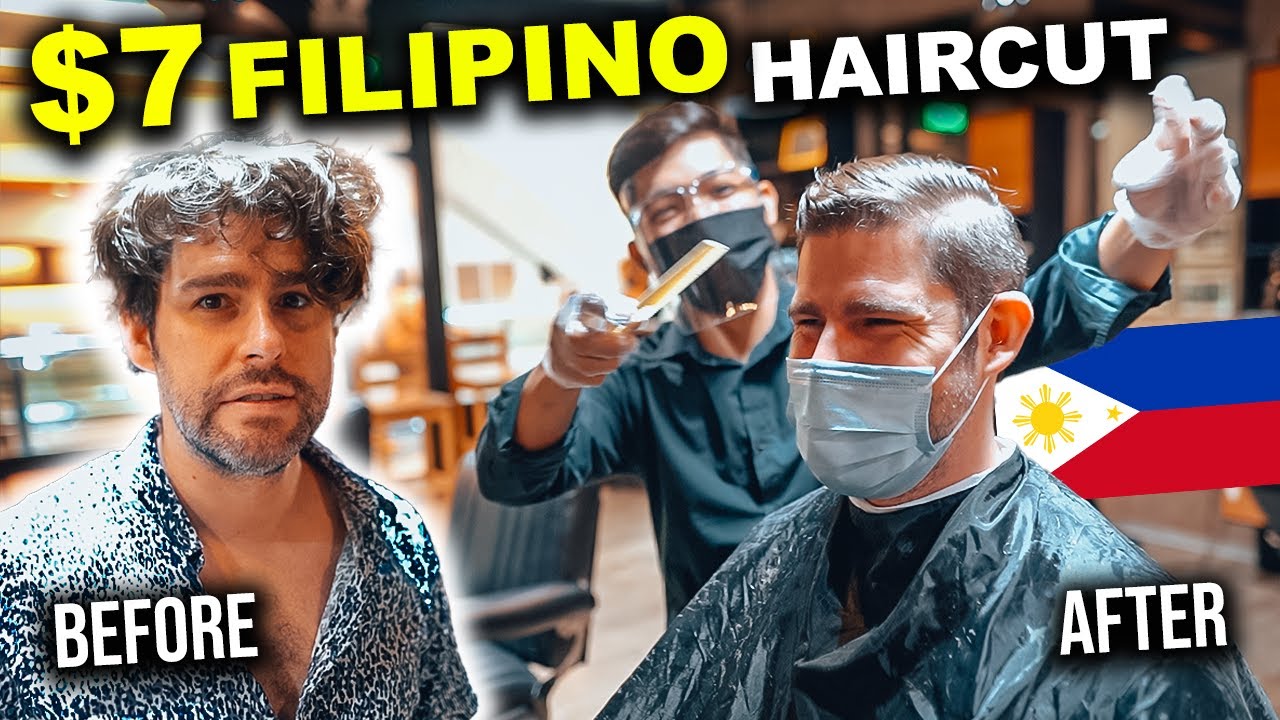 Insane FILIPINO BARBER Transformation for only $7 in MANILA during GCQ ...