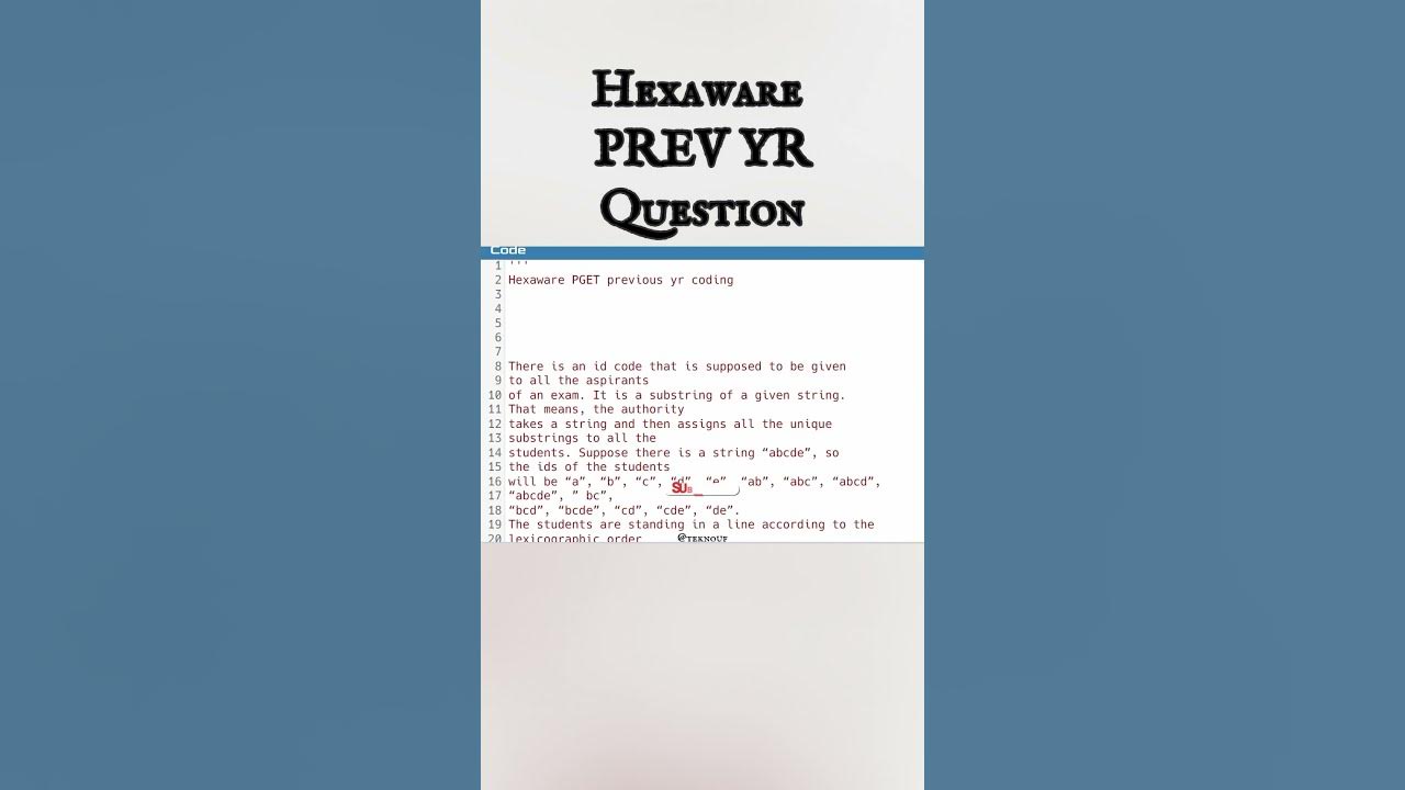 Hexaware Previous Year Coding Questions - YouTube