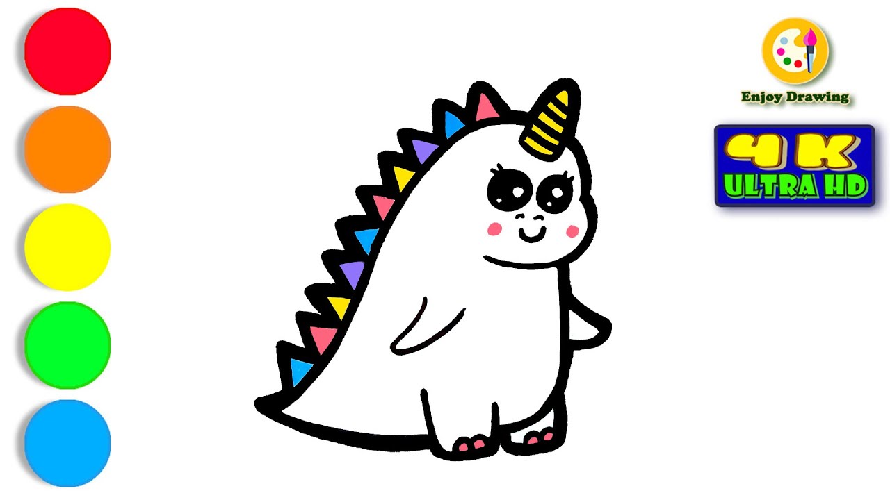 DINOSAUR Drawing: How to Draw Unicorn DINOSAUR EASY for Beginners ...