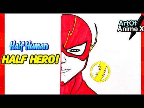 How To Draw Flash Step by Step | Easy Heroes Drawing Tutorial | Half ...