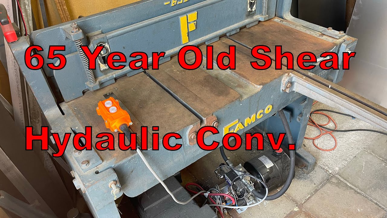 Converted 65 Year Old Shear to Hydraulic - YouTube
