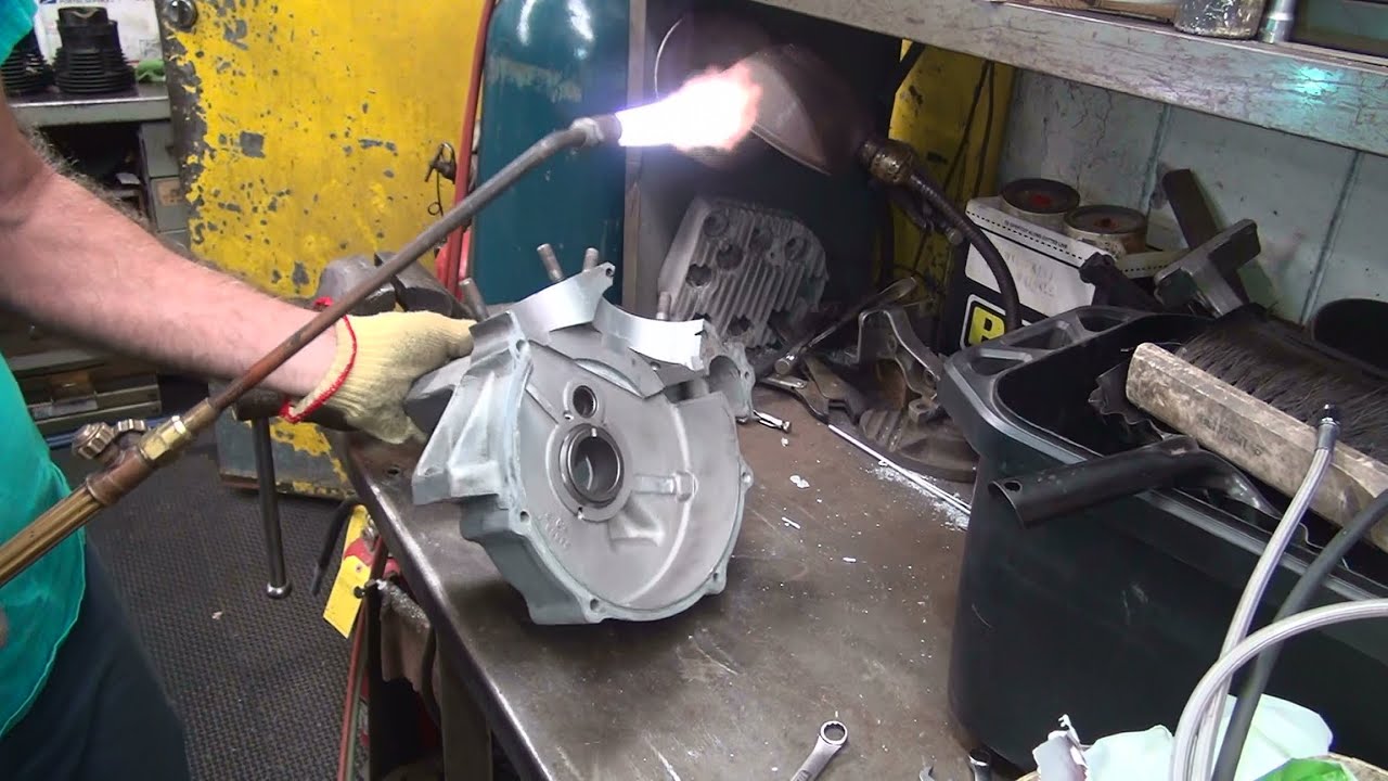 #109 1976 98ci stroker shovelhead motor rebuild case repair flywheel ...