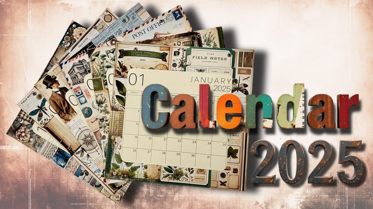 LET'S CREATE A VINTAGE SCRAP PAPER WALL CALENDAR FOR THE NEW YEAR - YouTube