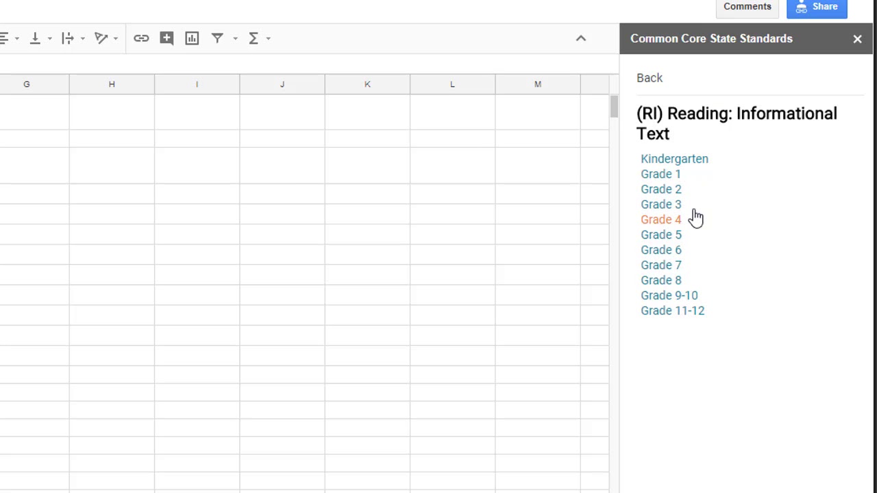 Common Core State Standards Google Sheets Add-On - YouTube