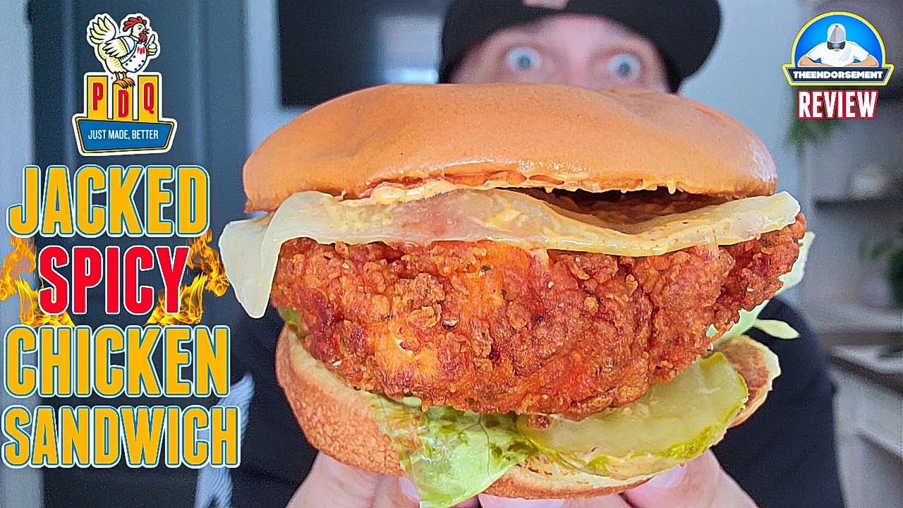 PDQ® Jacked Spicy Chicken Sandwich Review! 🧀🌶️🐔🥪 | theendorsement - YouTube