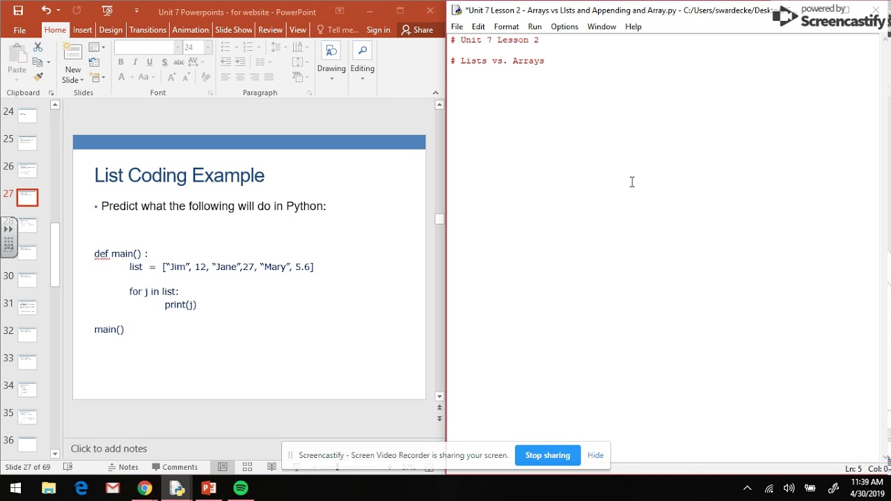 Cs In Python Unit 7 Video 2a Arrays Vs Lists Youtube 7282