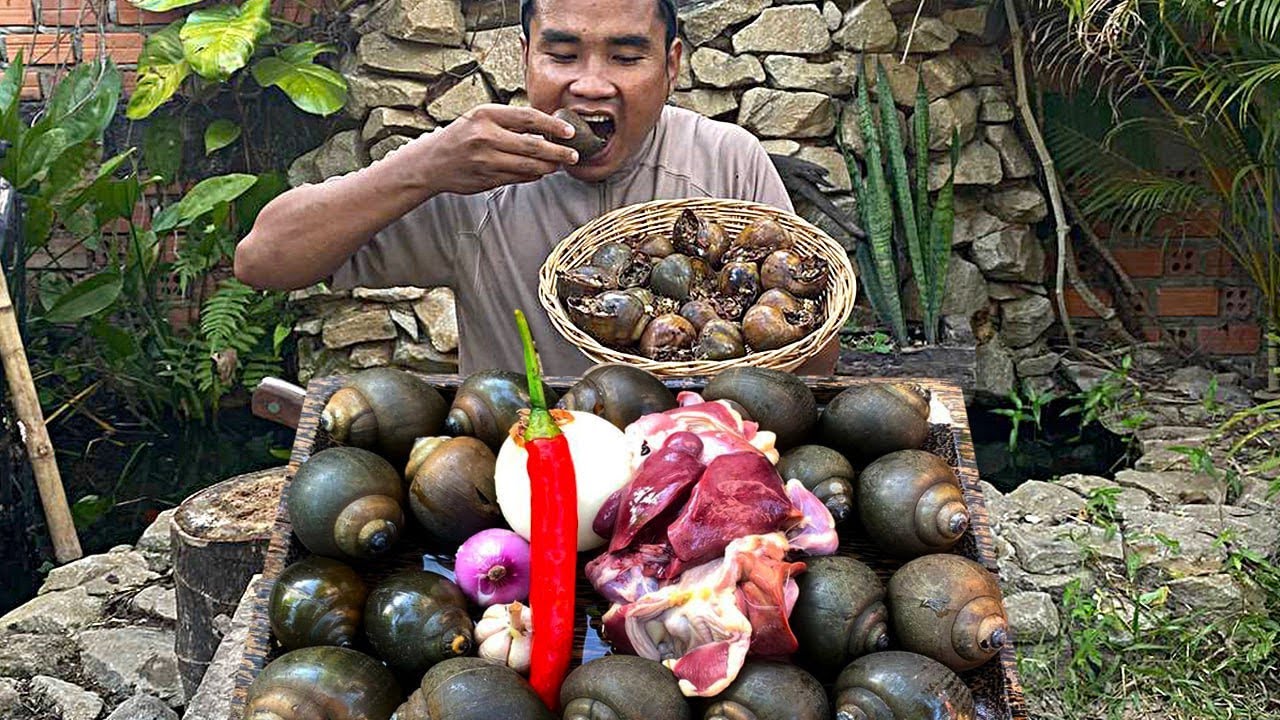 Yummy grill snail with chicken organ recipe | Cam Vlogger - YouTube