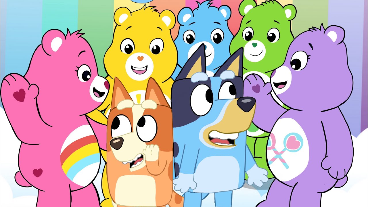 Drawing of Bluey and Bingo meet Care Bears - YouTube