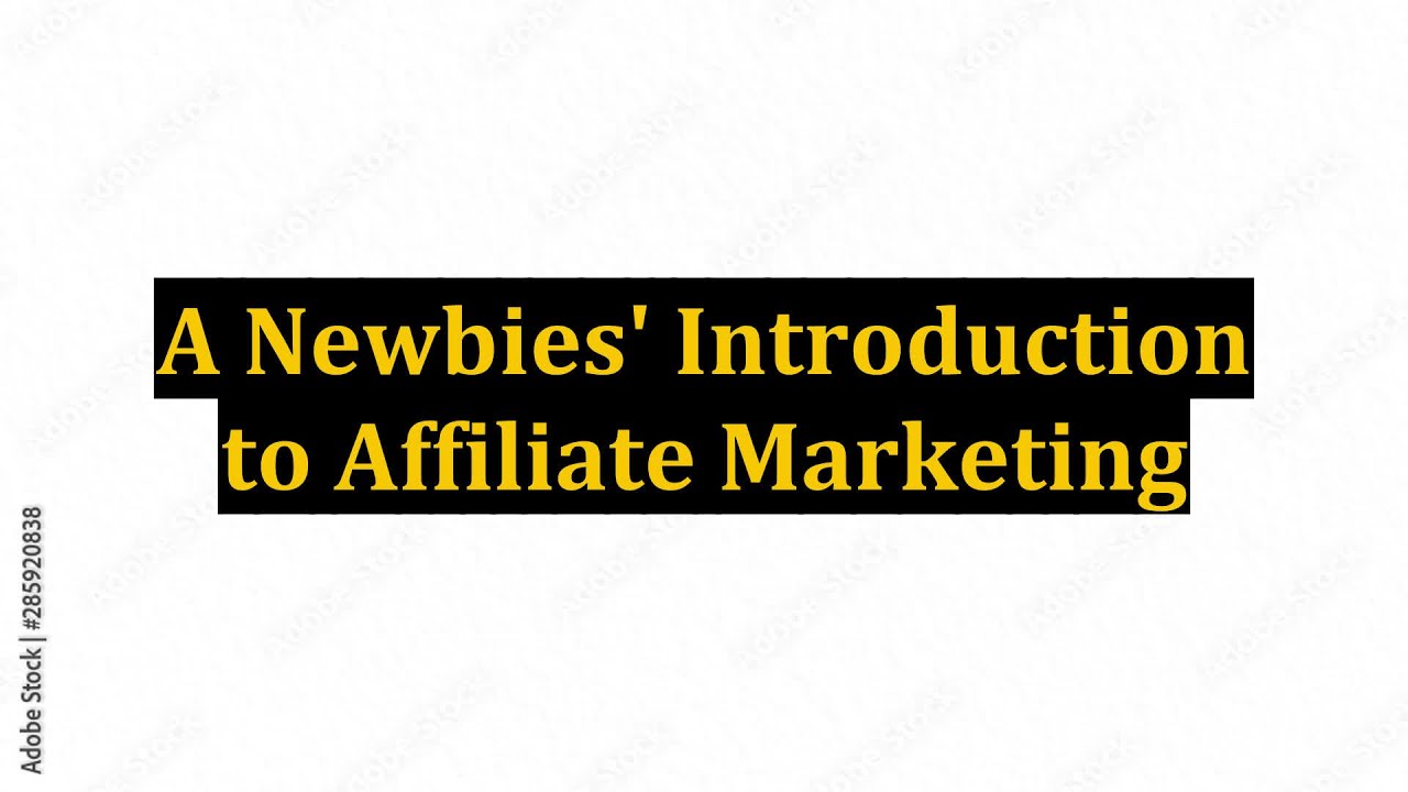 A Newbies' Introduction to Affiliate Marketing - YouTube