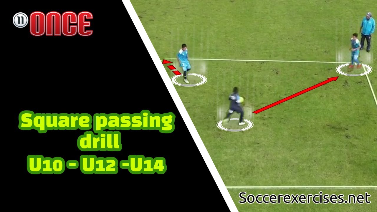Square passing drill for U10 - U12 - U14 - YouTube