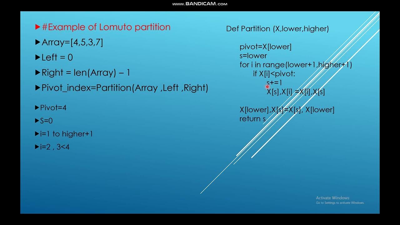 Array Partitioning Lomuto Youtube
