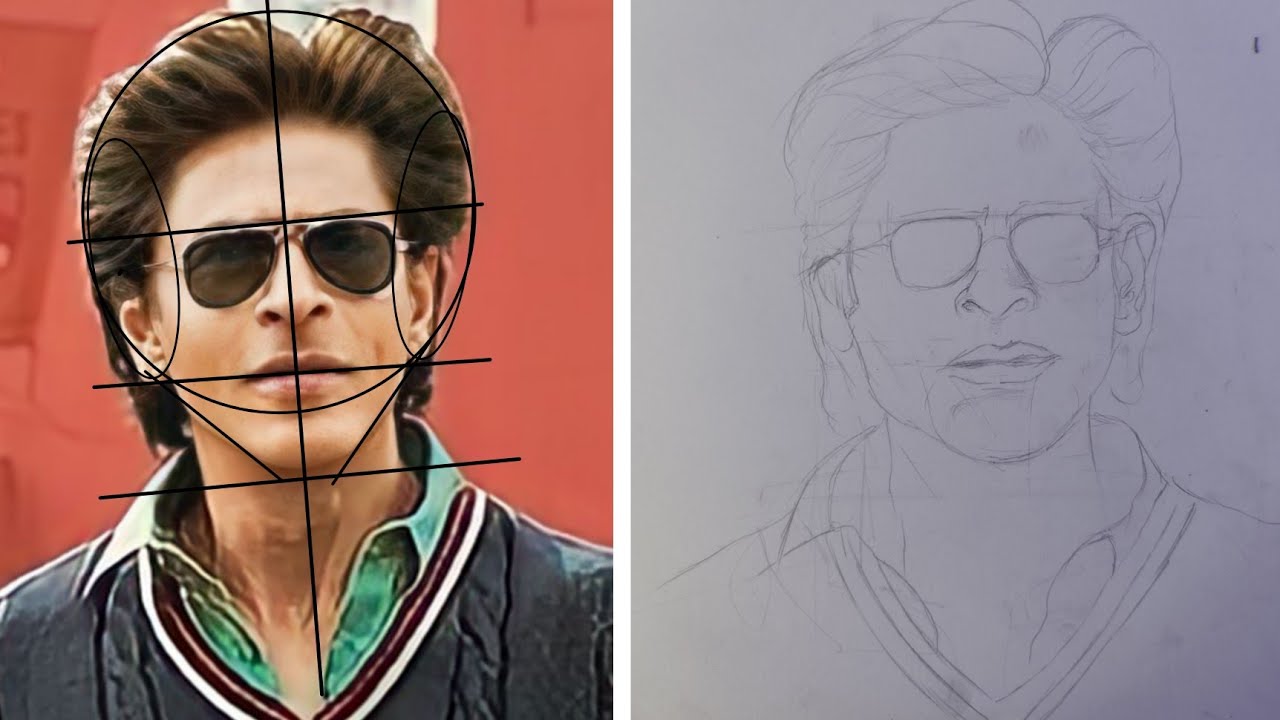 How to Draw SRK DUNKI outline Using Loomis Method - YouTube