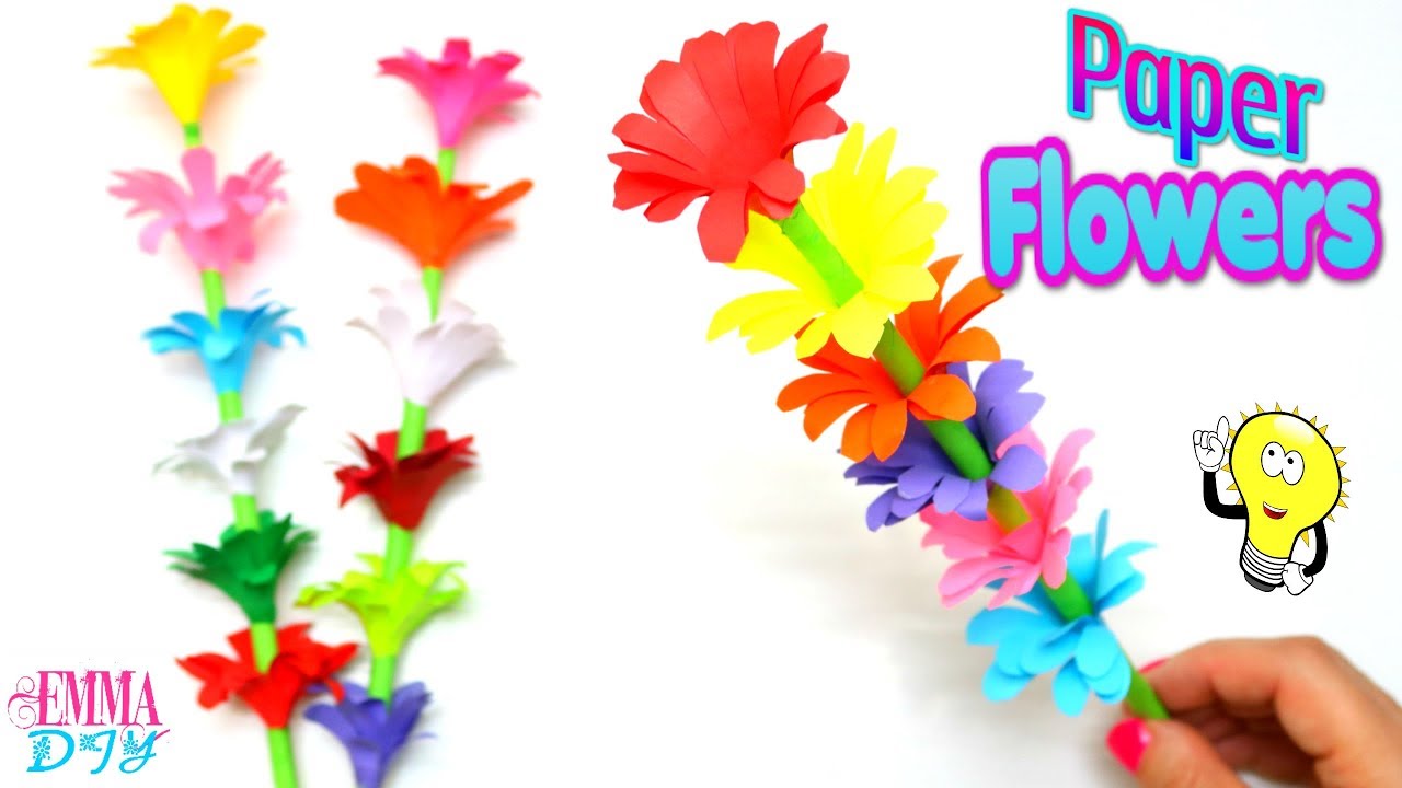 Beautiful & Easy Paper Flowers With Colored Paper Craft Ideas With ...