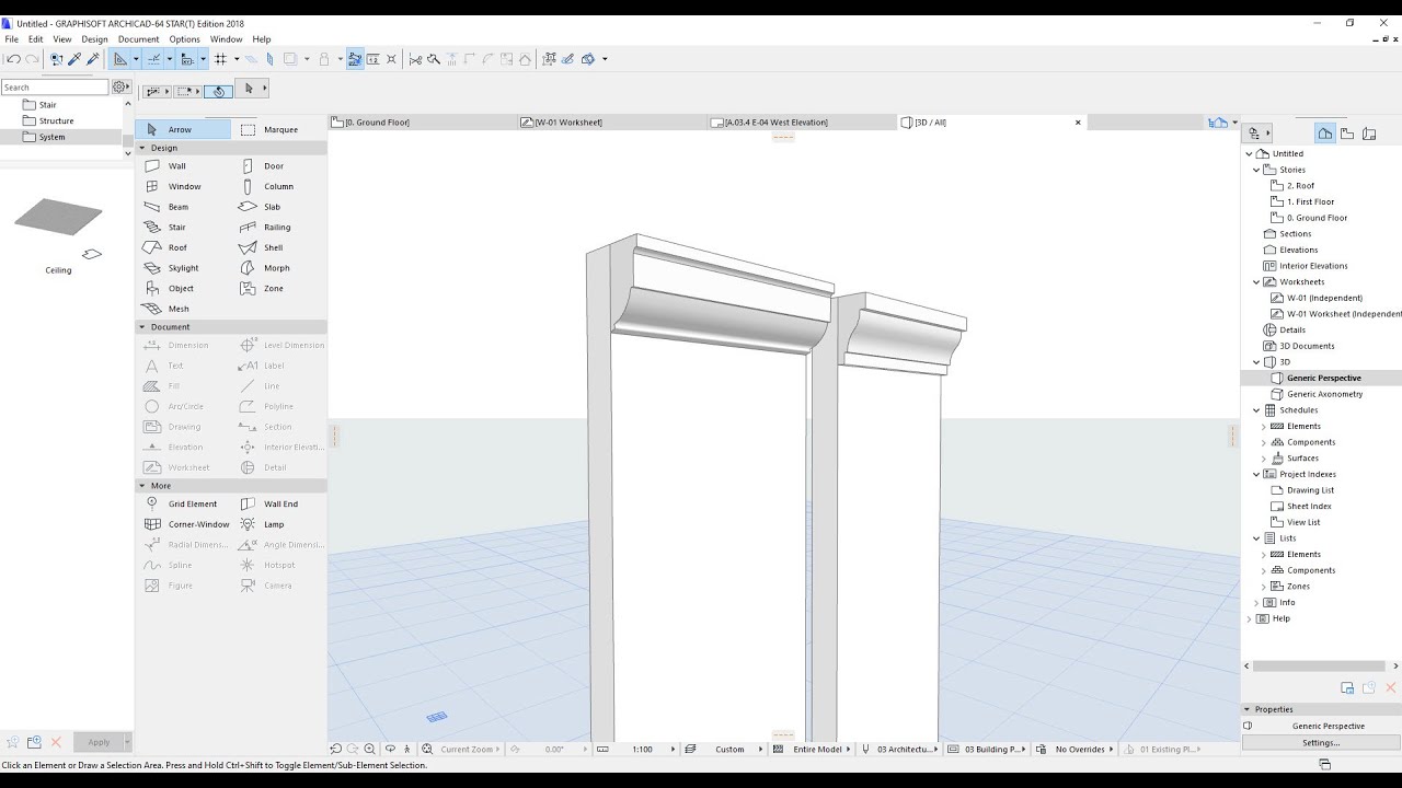Create cornice with Profile in Archicad - YouTube
