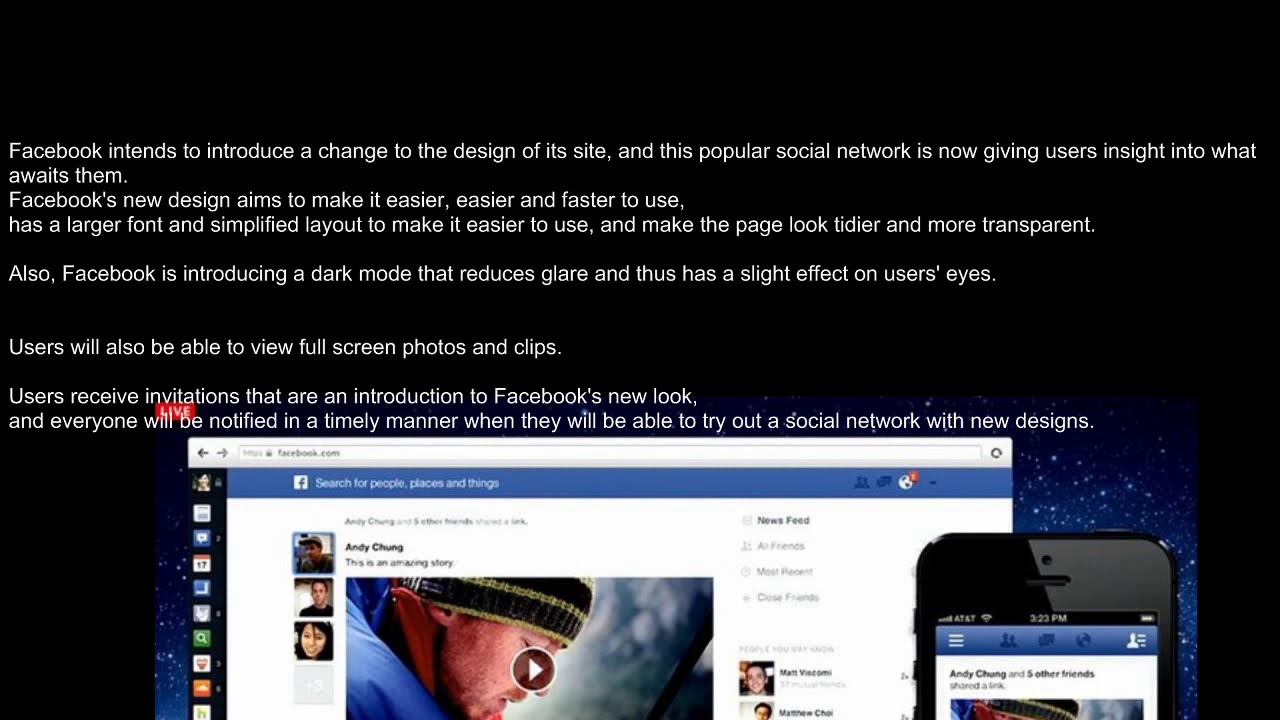See what Facebook's new design will look like and read this text - YouTube