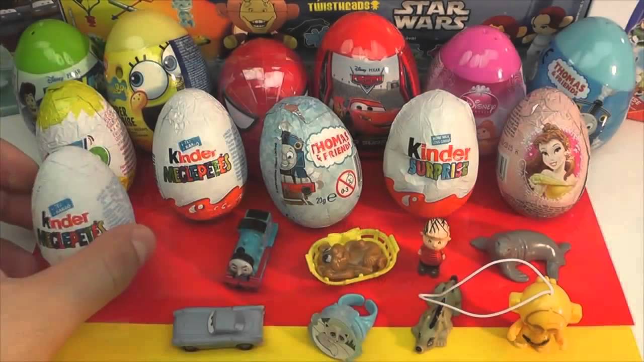 20 Surprise Eggs 7 Kinder Surprise Disney Pixar Cars 2 Thomas Spongebob ...