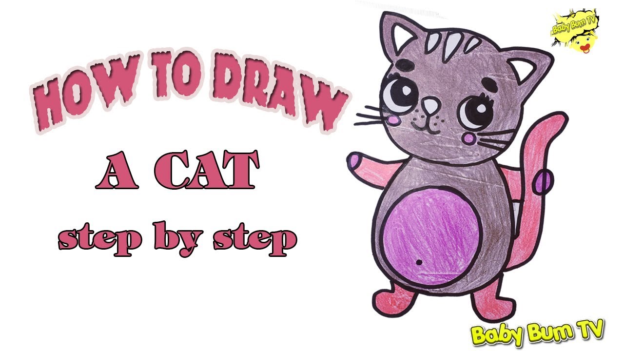 Baby Bum Tv 🌸 How to draw a cat step by step 🌸 the little baby bum 🌸 ...