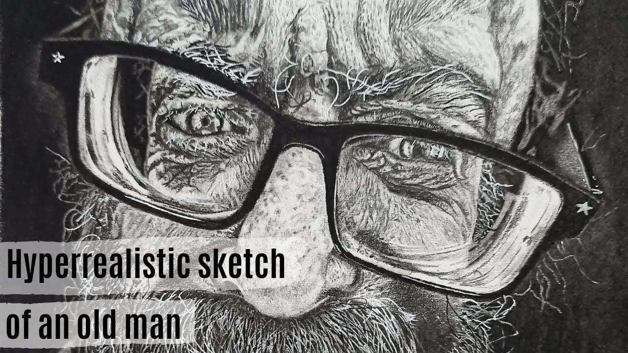 Drawing hyper realistic pencil sketch of an old man - YouTube