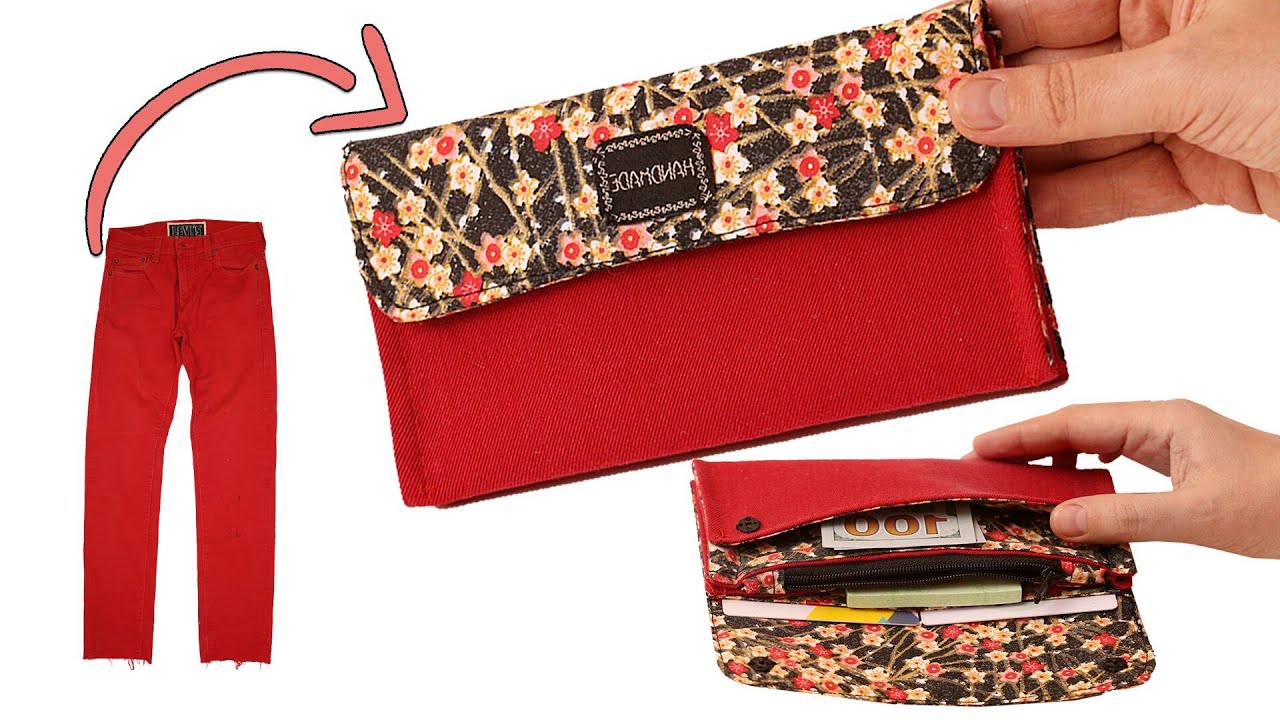 You will also want to sew such a wallet/bag out of old jeans - easily ...