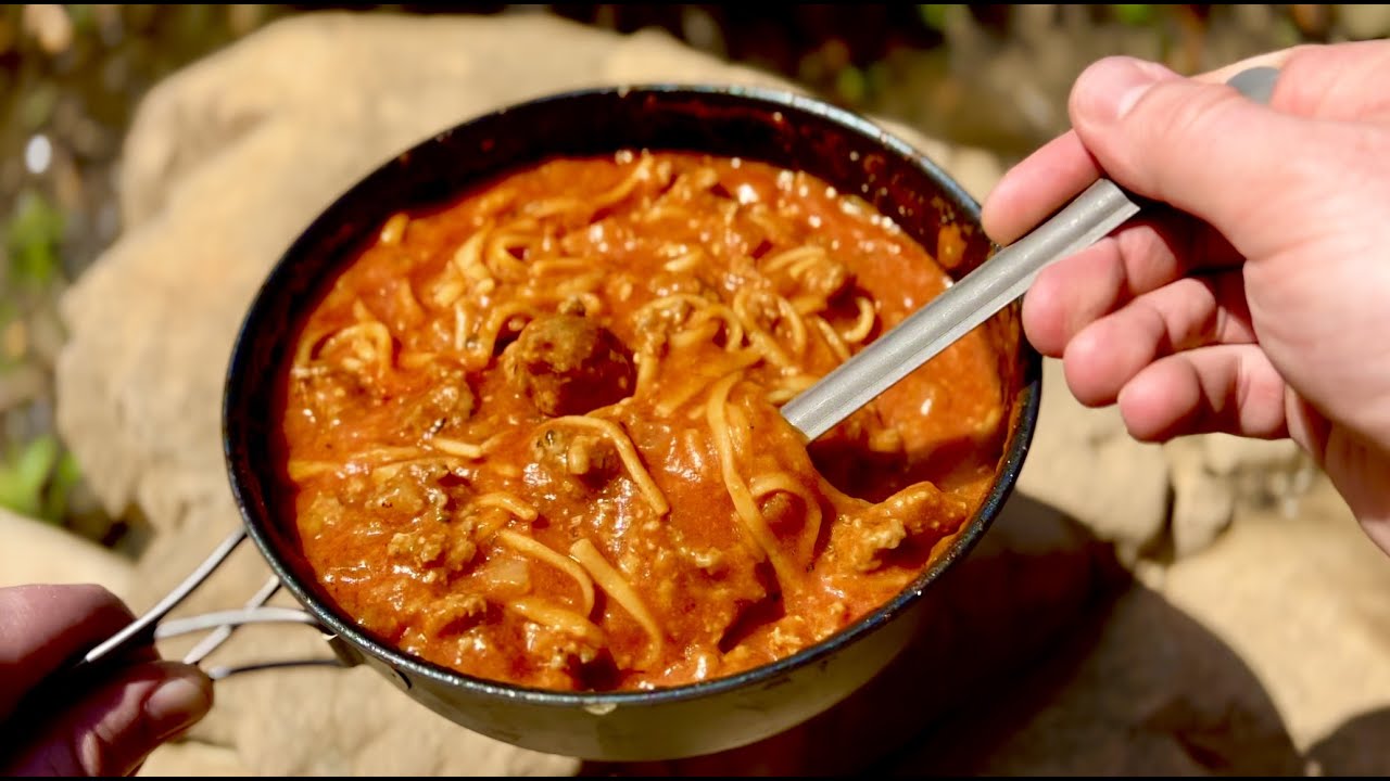 Ultimate Outdoor Spaghetti Recipe | Relaxing ASMR Cooking - YouTube