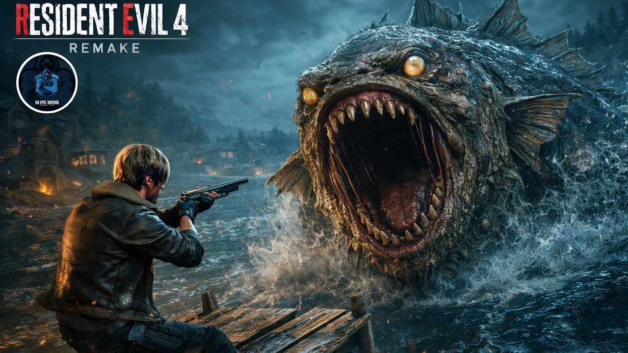 Resident Evil 4 Remake | Chapter 3 Lake Monster Boss Fight 😱🧟‍♀️ - YouTube