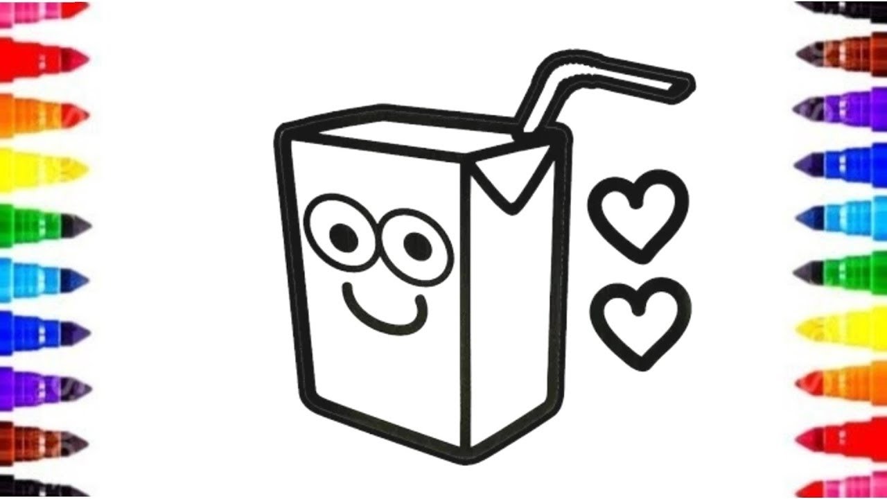 Cute Juice Packet🧃 Drawing painting and coloring for kids and toddlers ...