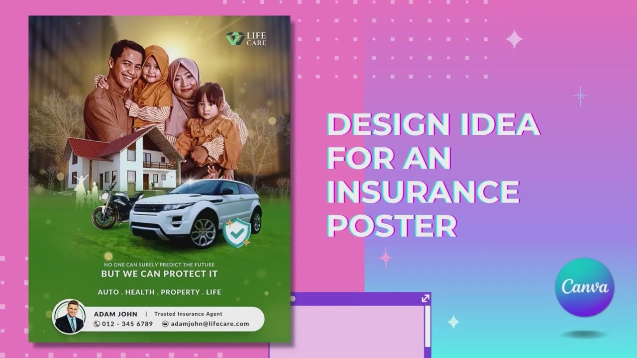 Awesome Insurance Poster Design Idea Made in Canva - YouTube