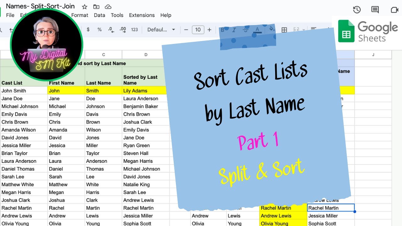 Sort Cast Lists by Last Name, Pt. 1 - YouTube