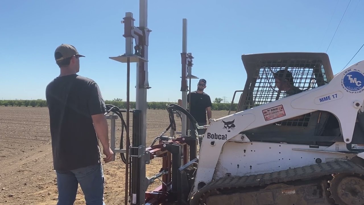 Double Stake Driver Vineyard Installation - YouTube