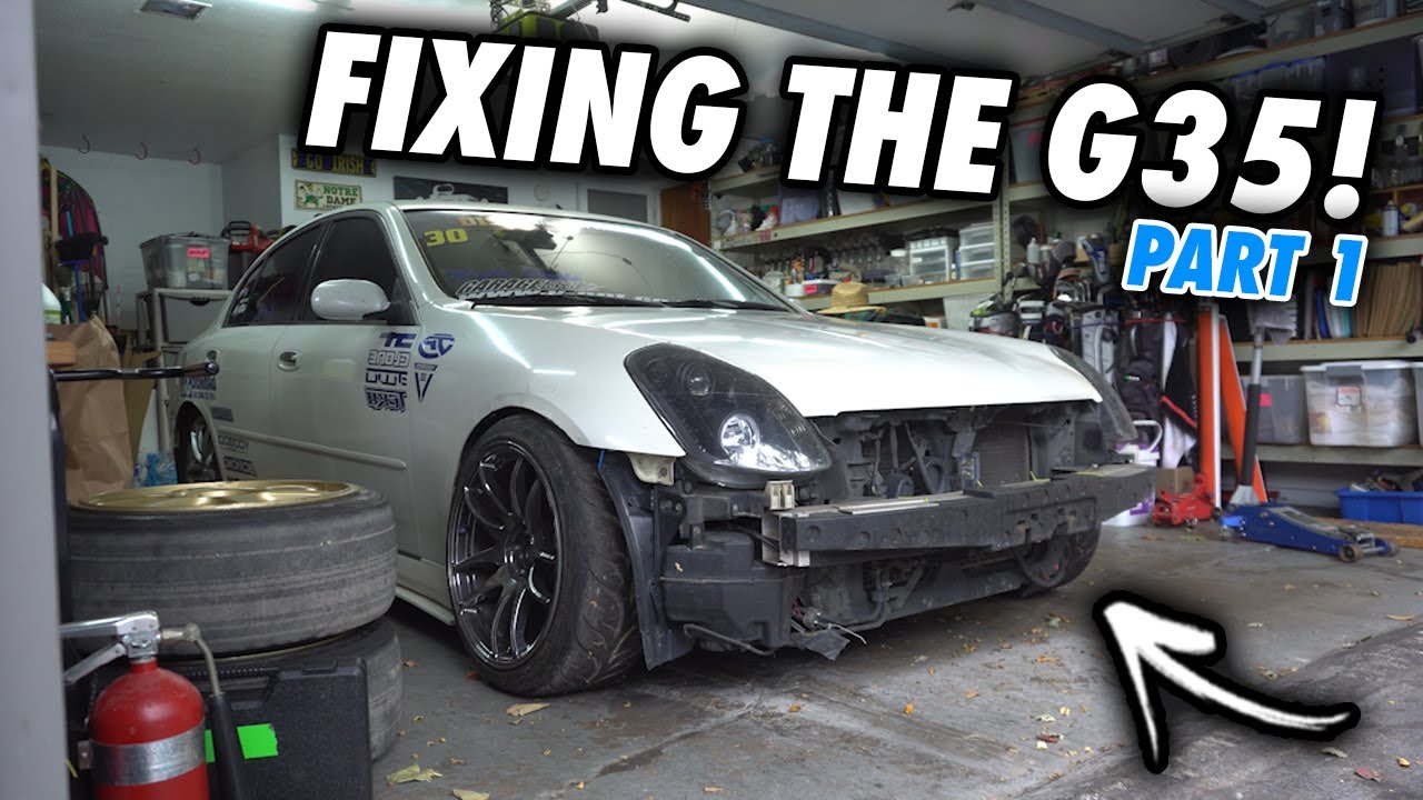 Fixing the CRASHED G35!! // Part 1 - Assessing the Damage - YouTube