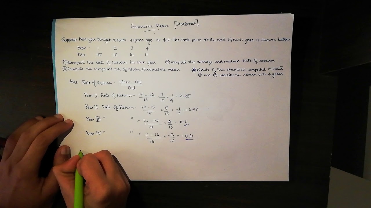 geometric mean with example // statistics - YouTube