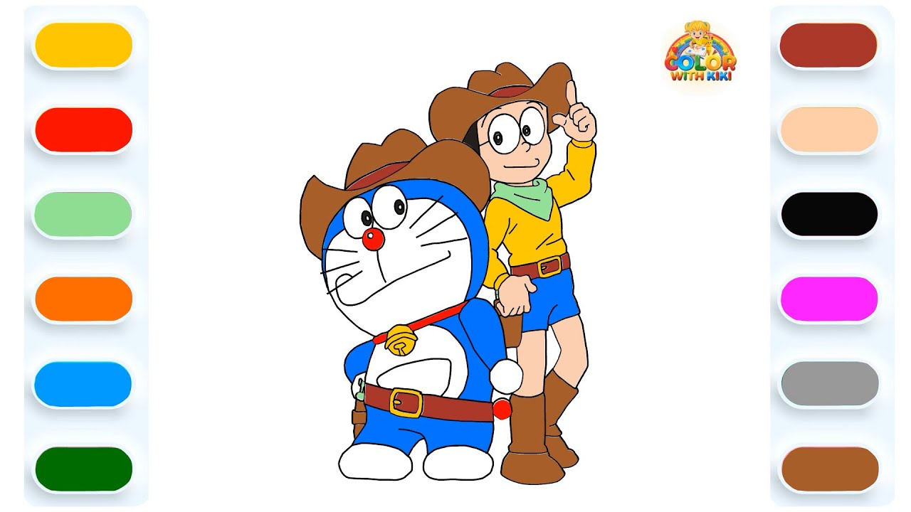 Learn to Draw Doraemon The Nobita | The Cowboy - Drawing and Coloring ...